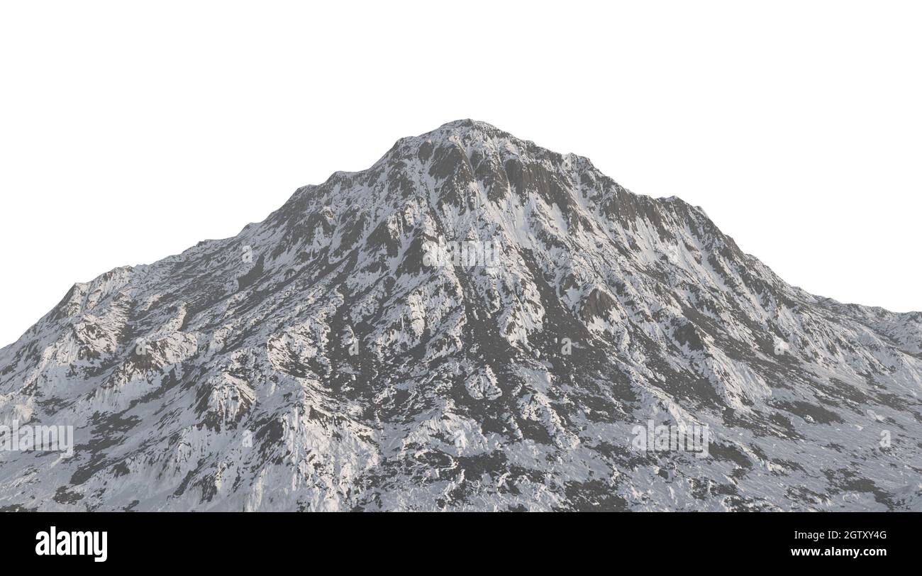 3D illustration snowy mountains Isolated on white background Stock ...