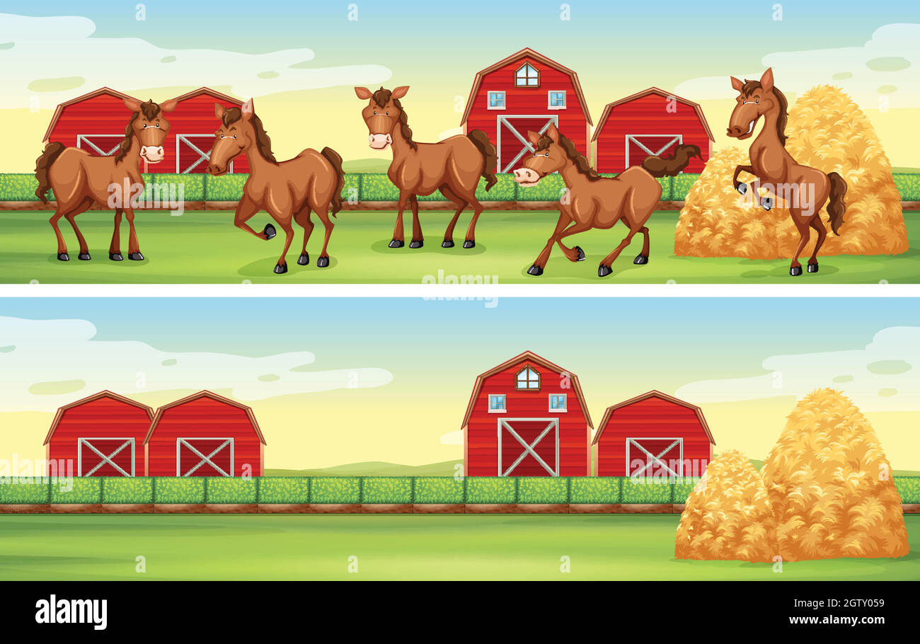 Farm scenes with horses and barns Stock Vector Image & Art - Alamy