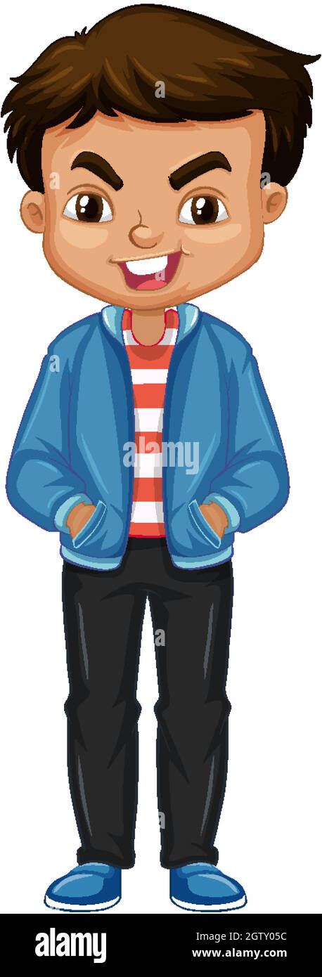 Boy in blue jacket on white background Stock Vector Image & Art - Alamy