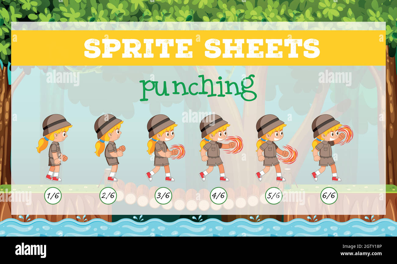 Sprite sheets girl punching Stock Vector Image & Art - Alamy