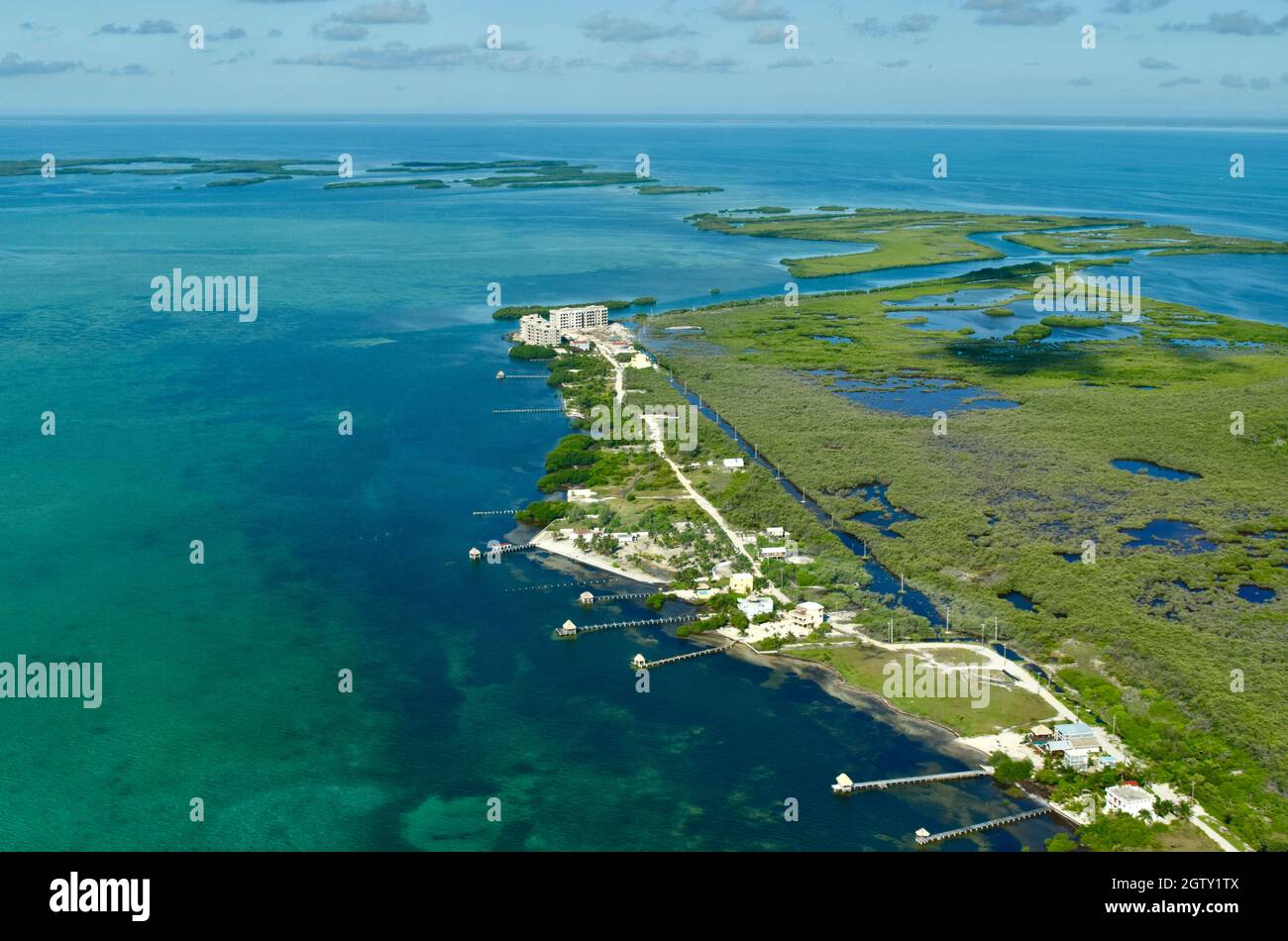 Ambergris caye belize aerial hi-res stock photography and images - Alamy