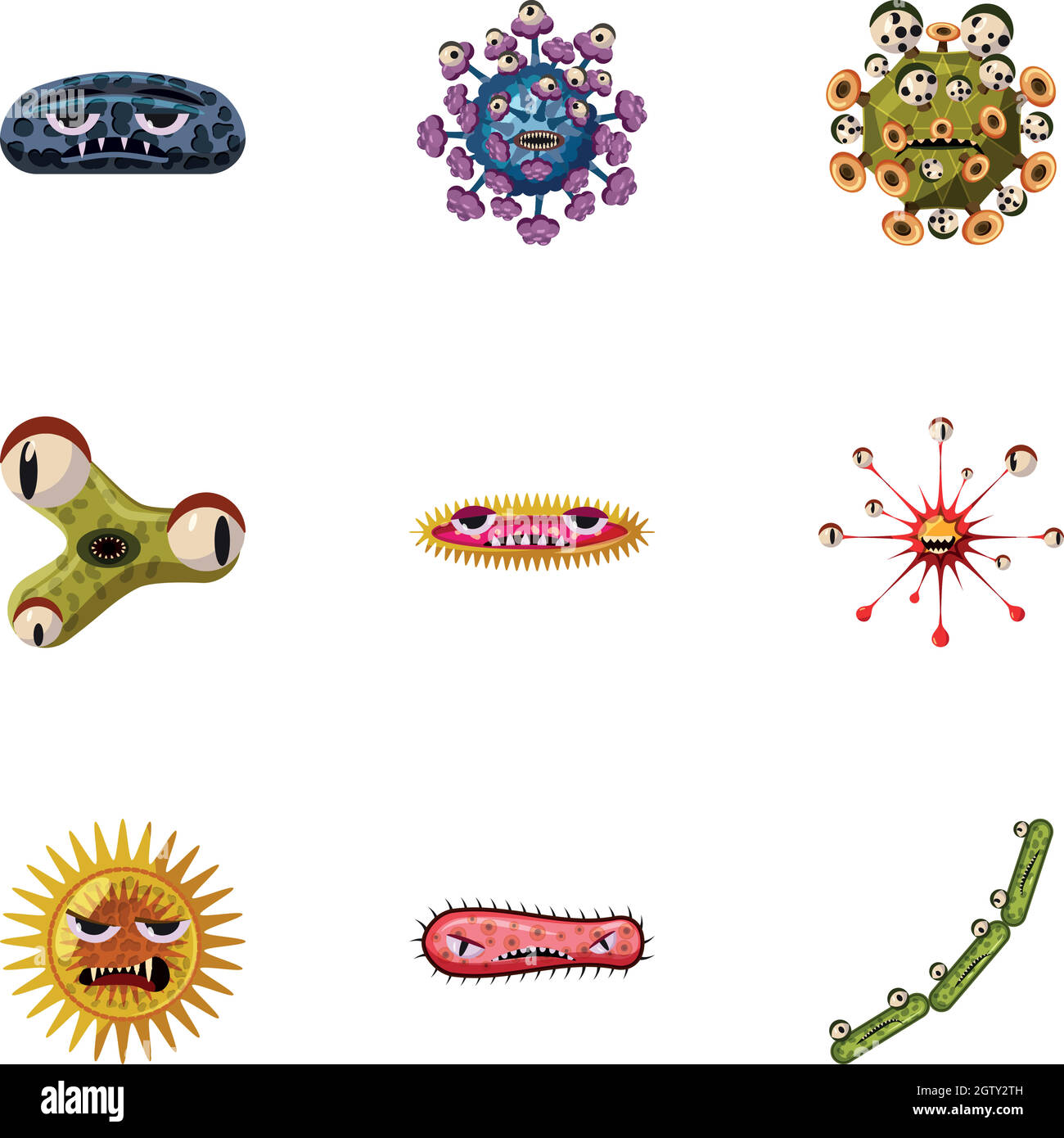 Cartoon virus bacteria icons hi-res stock photography and images - Alamy