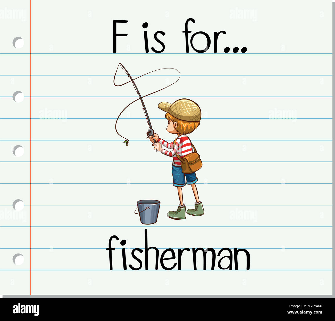 Flashcard alphabet F is for fisherman Stock Vector Image & Art - Alamy