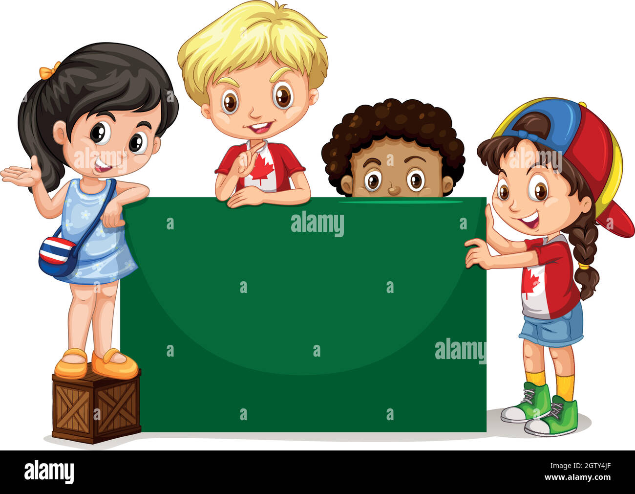 Children standing green board illustration Stock Vector Images - Alamy