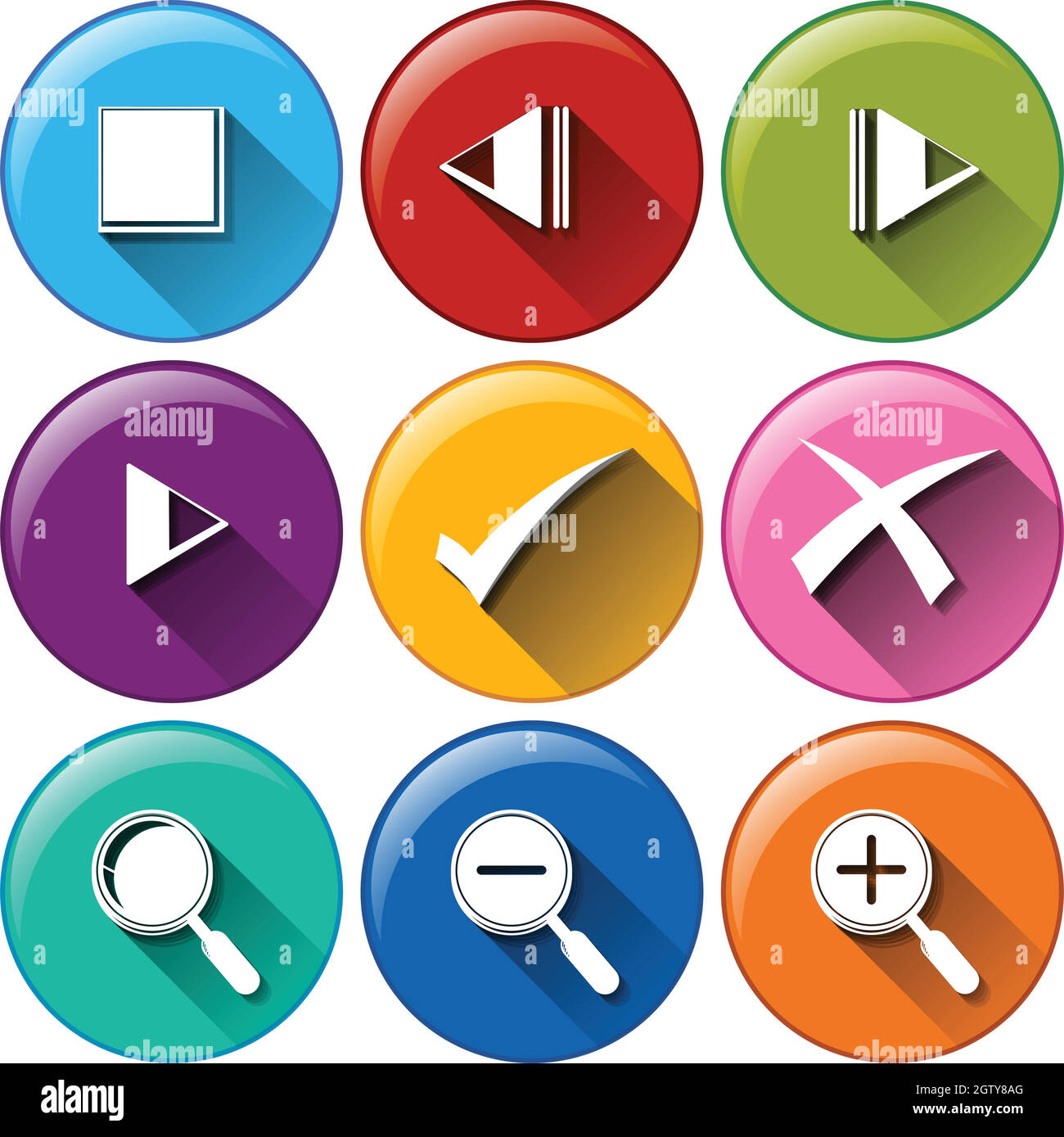 Round icons with the different buttons Stock Vector Image & Art - Alamy