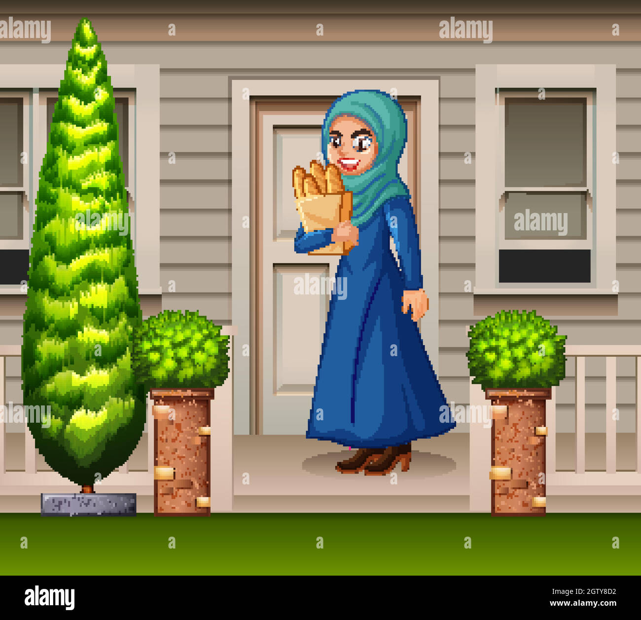 Woman in modern building Stock Vector Images - Alamy