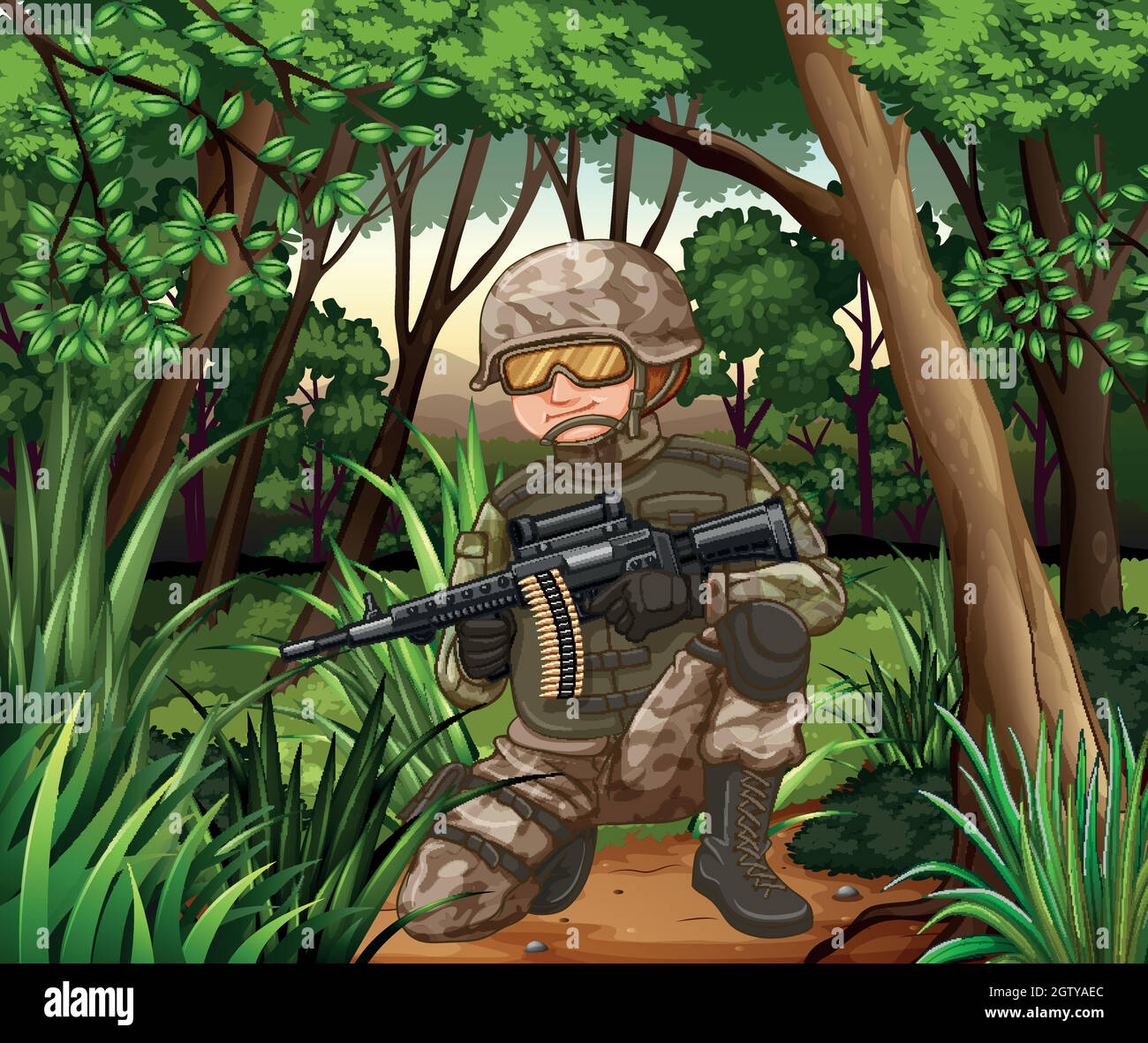 Soldier with gun in the jungle Stock Vector Image & Art - Alamy