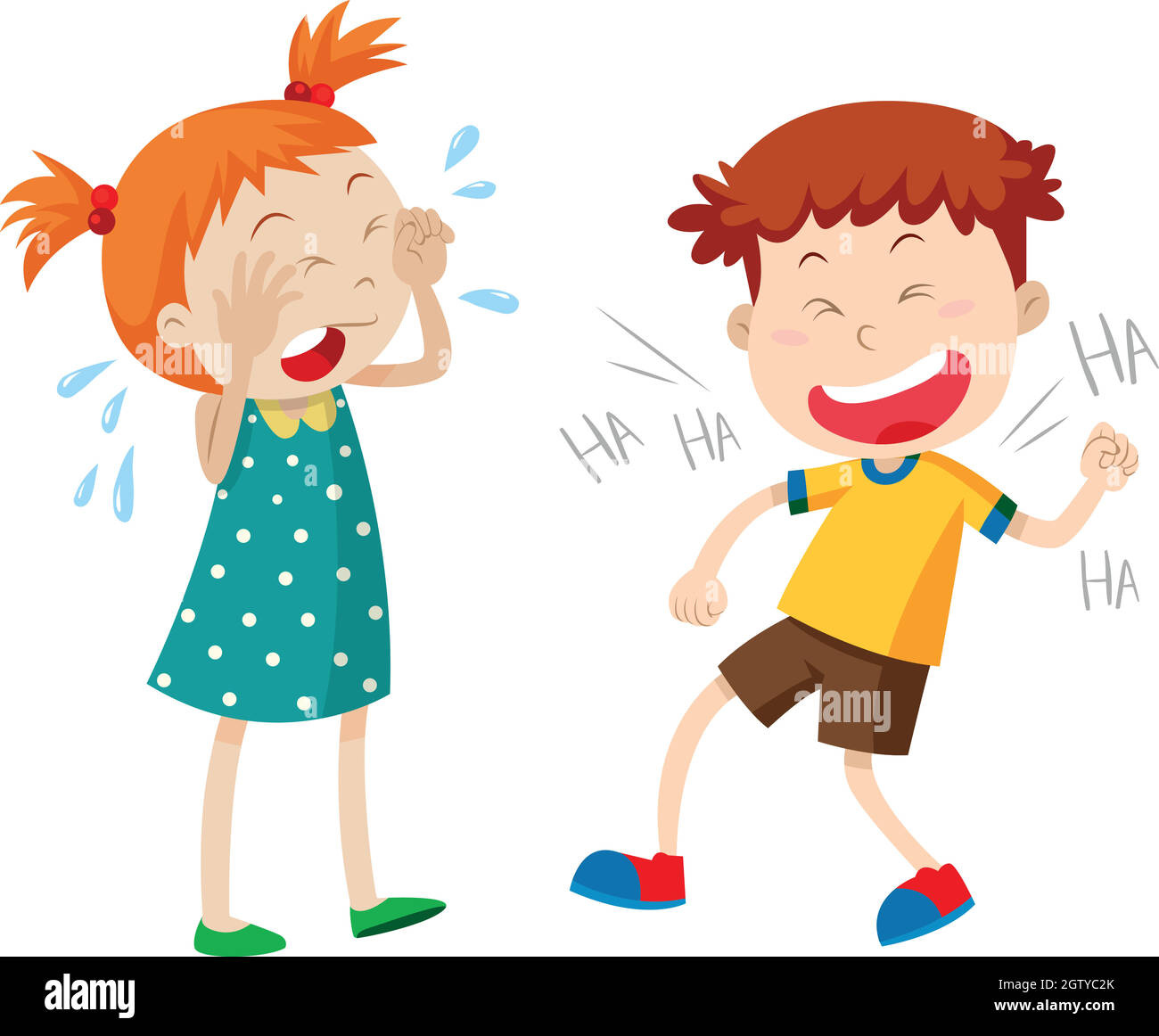 Girl crying and boy laughing Stock Vector Image & Art - Alamy