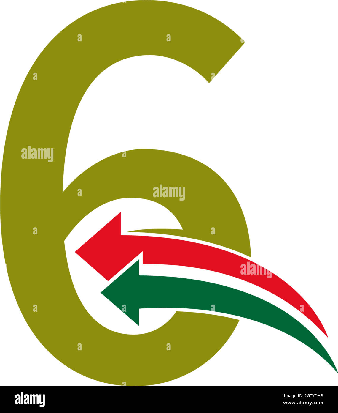 Doubel arrow in front number 6 icon logo design template illustration ...