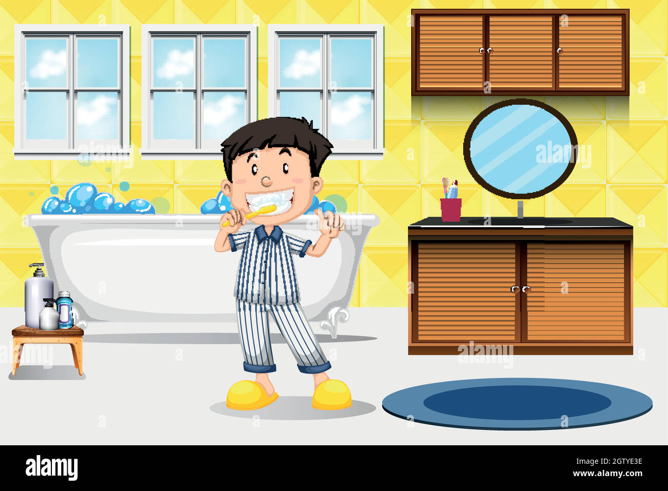 Boy Brushing Teeth Clipart