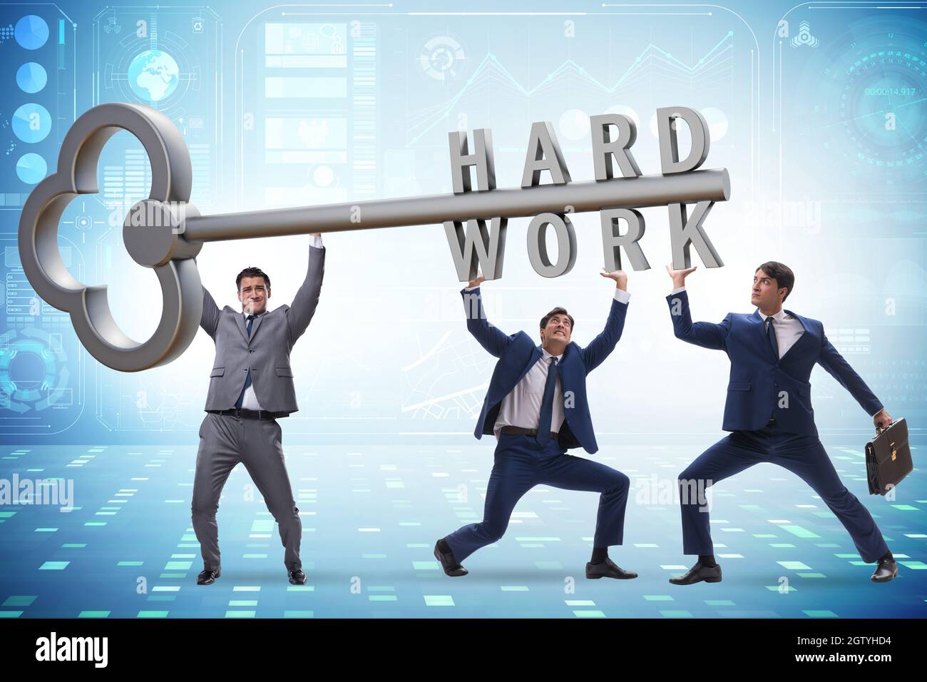 Concept of hard work with the key and businessman Stock Photo - Alamy