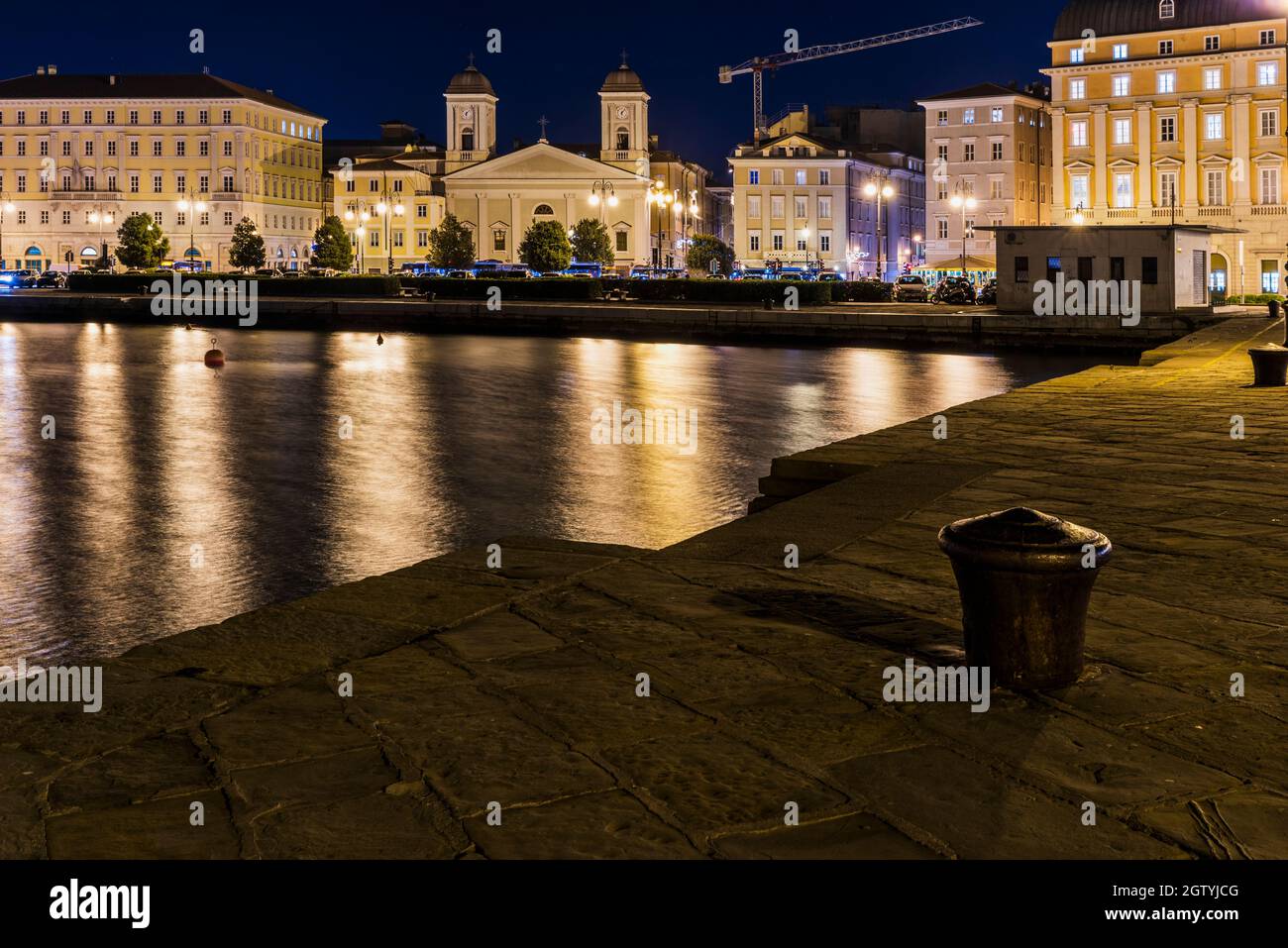 Skyline Of Trieste. Atmospheric Light At Night. Italy Stock Photo - Alamy