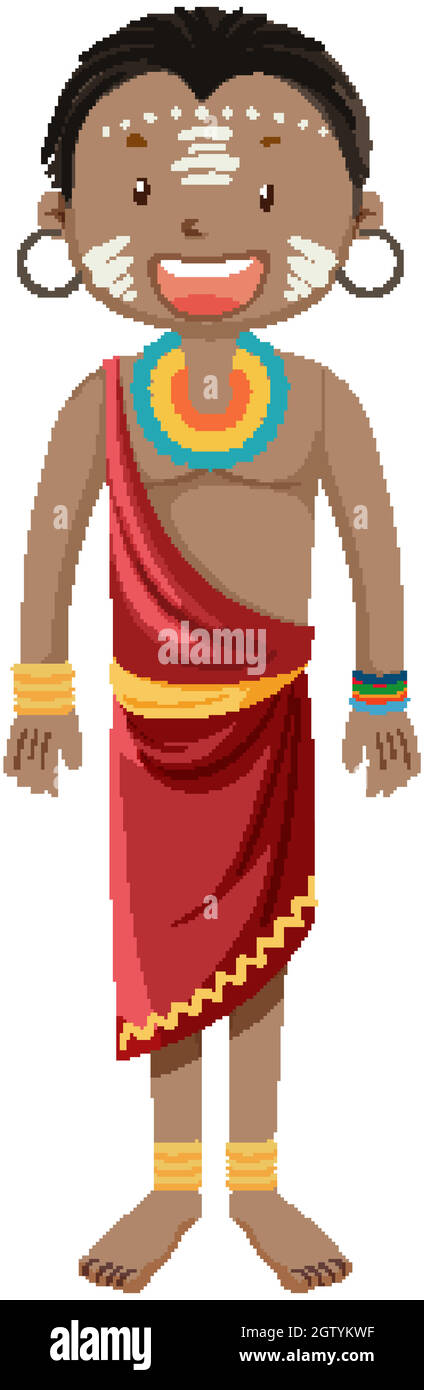 Ethnic people of African tribes in traditional clothing cartoon ...