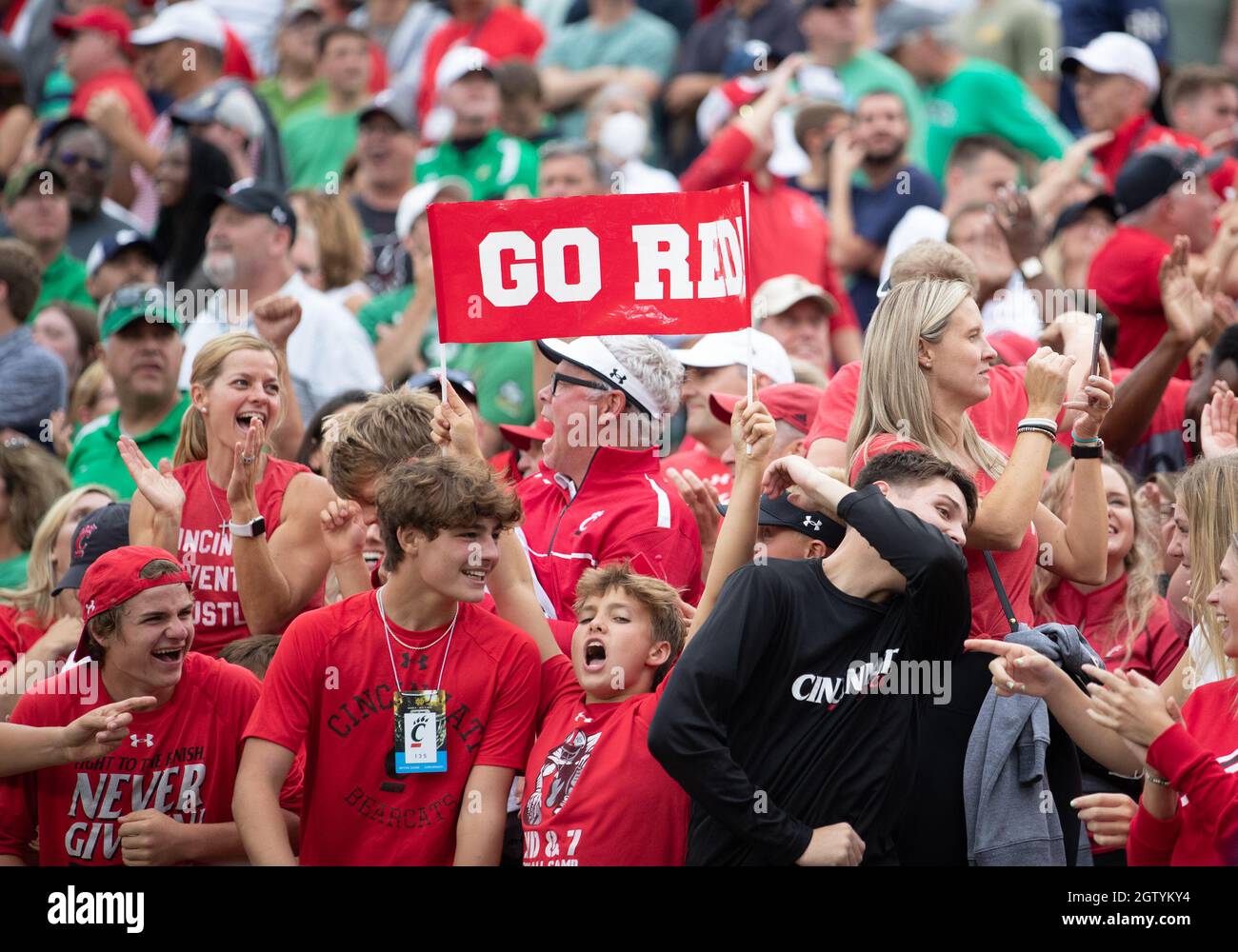 October 02, 2021: Cincinnati Bearcats cheer on their team during NCAA ...