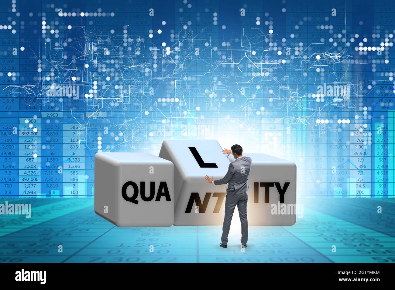 Dilemma of the quantity versus quality Stock Photo - Alamy