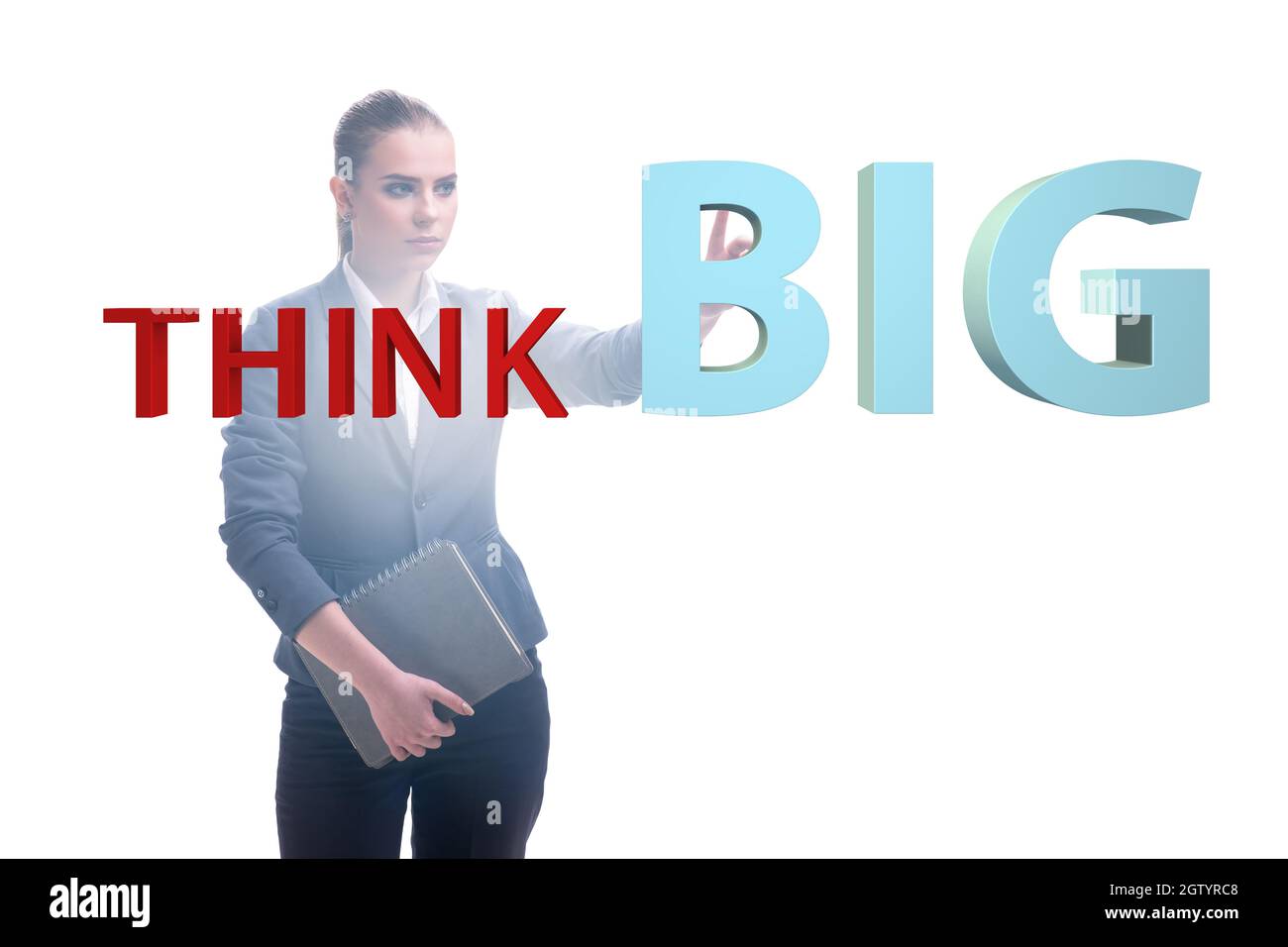 Think big concept with the businesswoman Stock Photo - Alamy