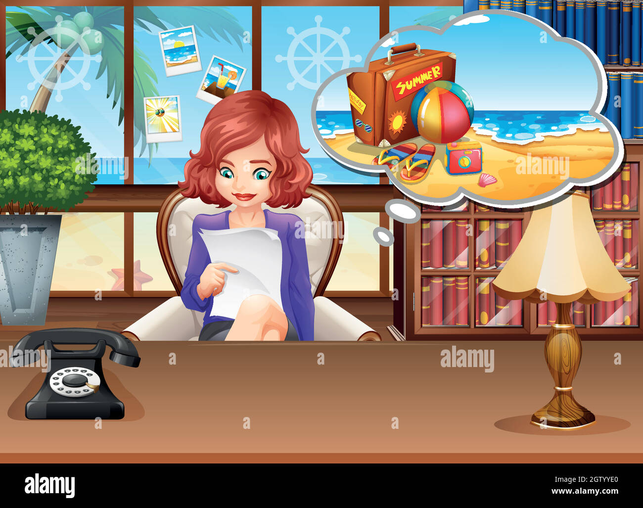 Woman phone reading in Stock Vector Images - Alamy