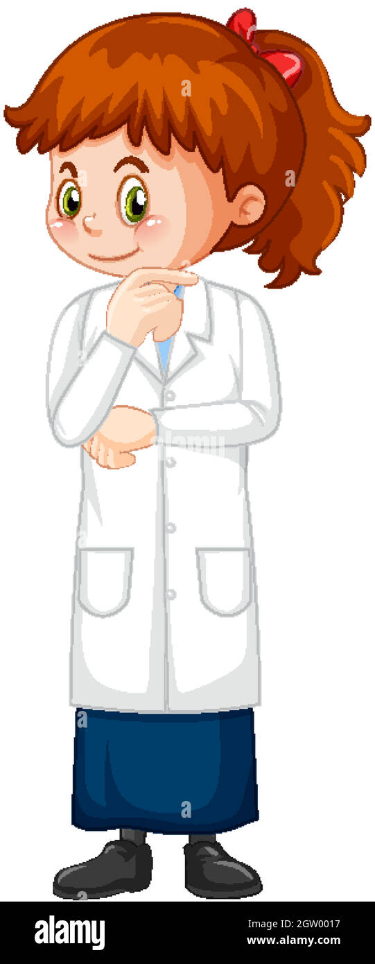 Cute girl cartoon character wearing science lab coat Stock Vector Image ...