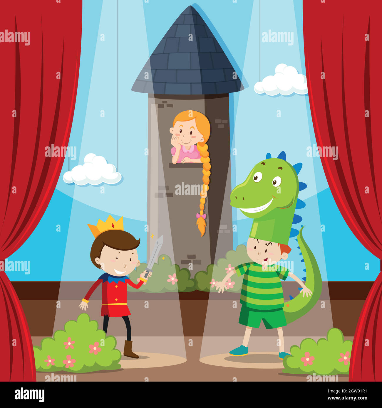Kids doing role play on stage Stock Vector Image & Art - Alamy