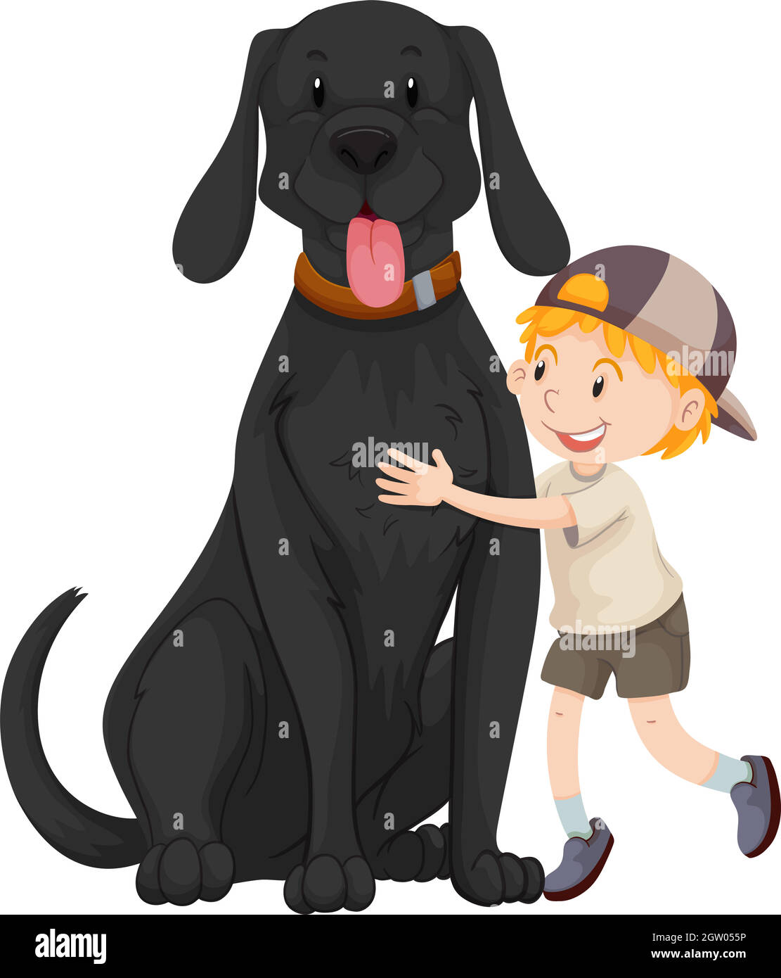 Boy hugging giant black dog Stock Vector Image & Art - Alamy