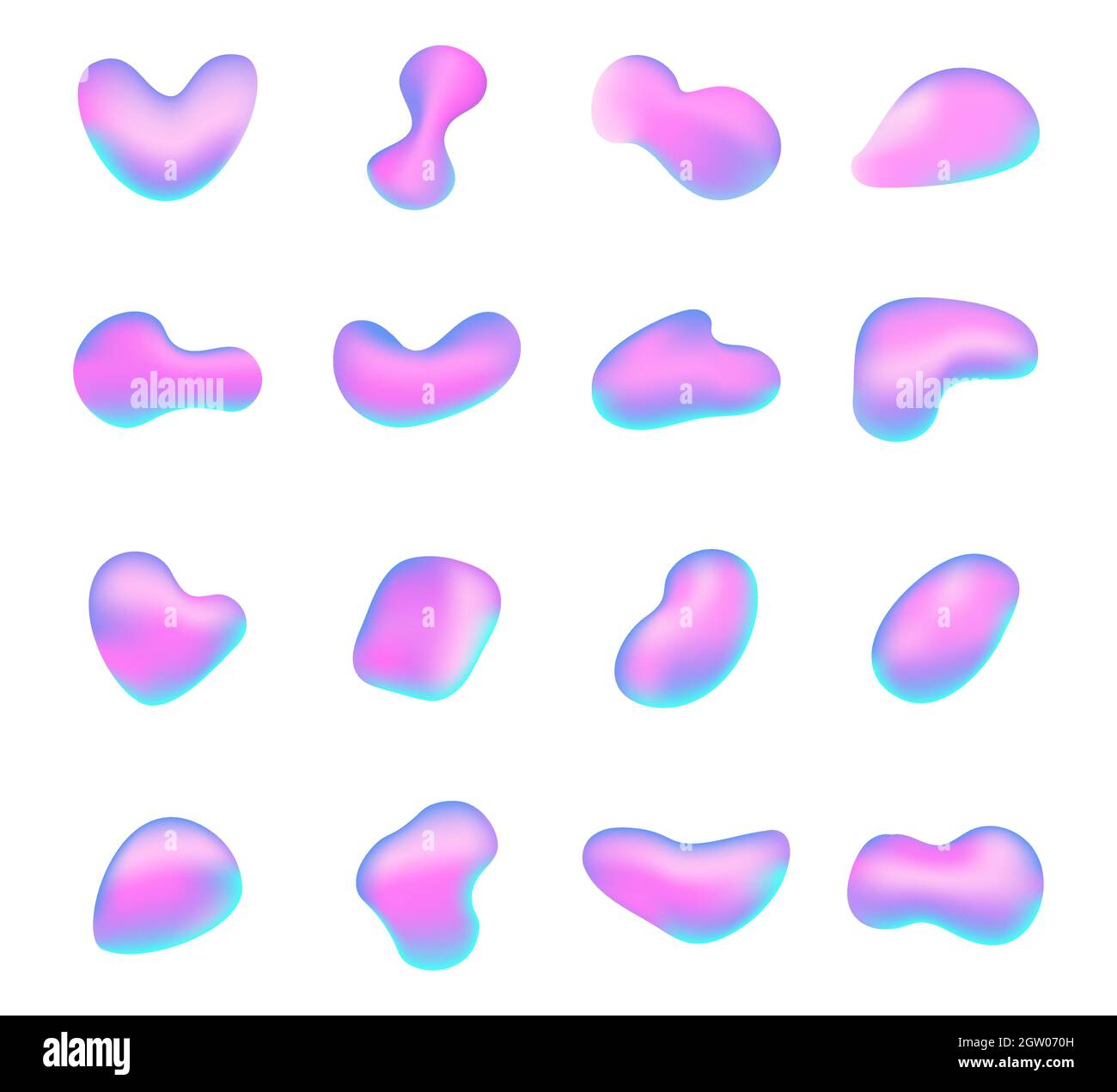 liquid hologram shapes. Futuristic fluid holographic elements. Vector ...