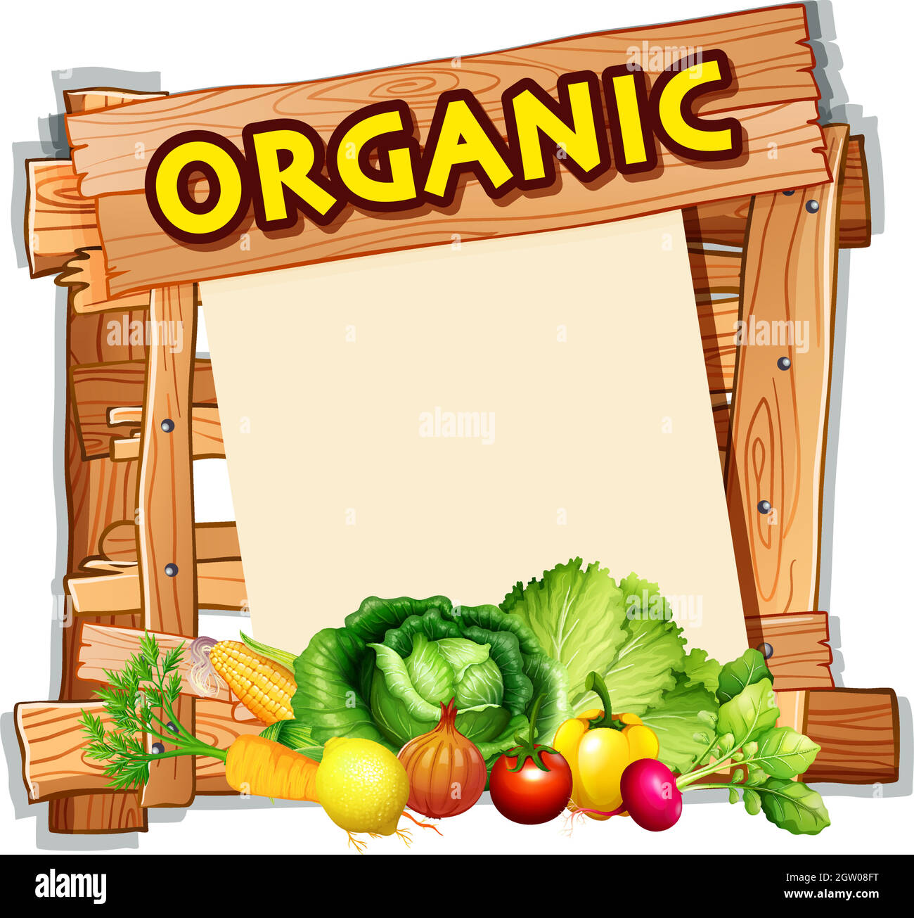 Organic sign with many vegetables Stock Vector Image & Art - Alamy