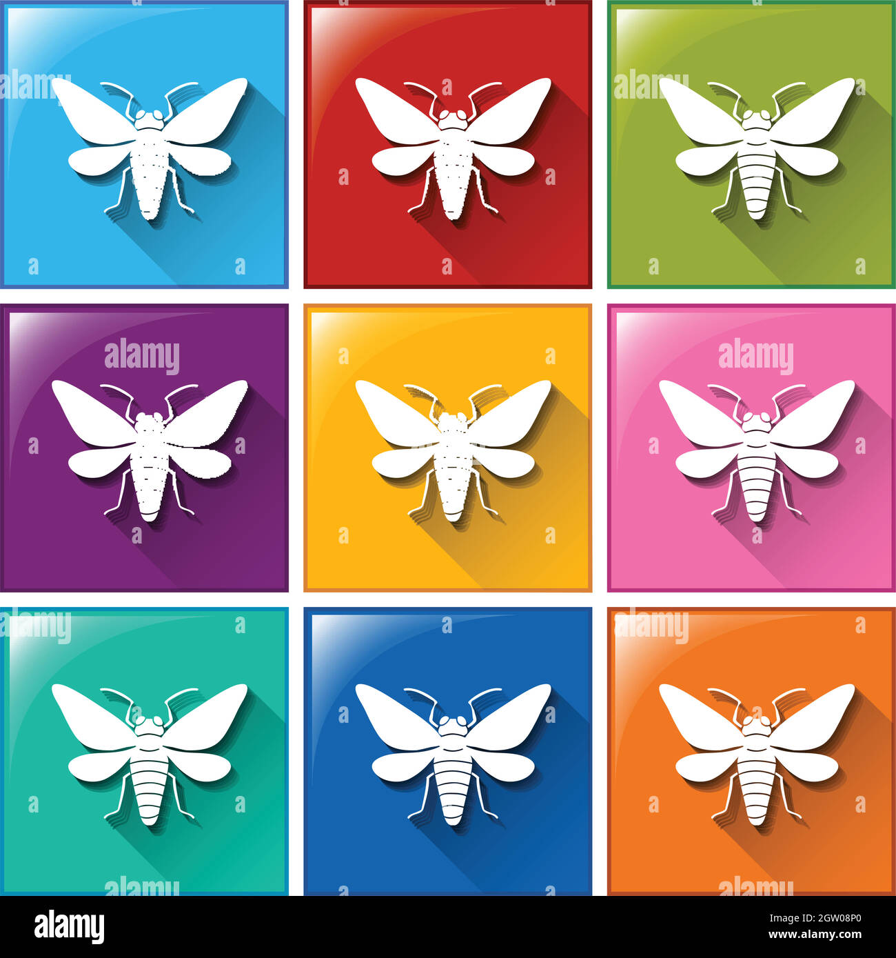 Square buttons with insects Stock Vector Image & Art - Alamy