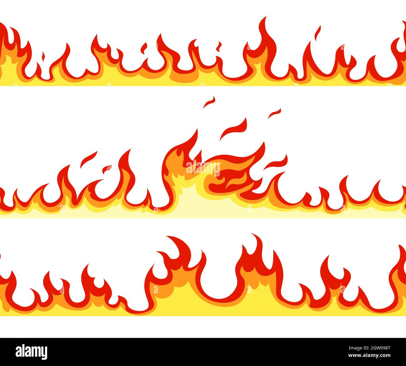 Seamless fire flame. Cartoon orange bonfire effect. Vector template ...