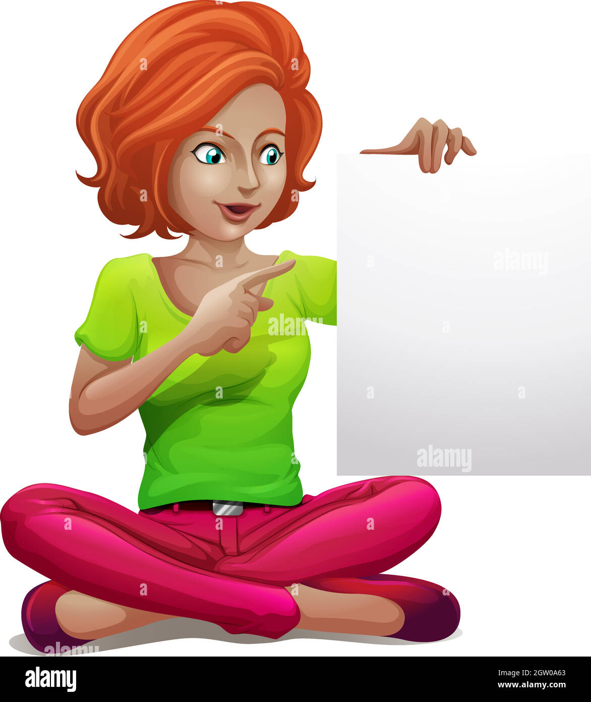 Woman pointing white sign Stock Vector Images - Alamy