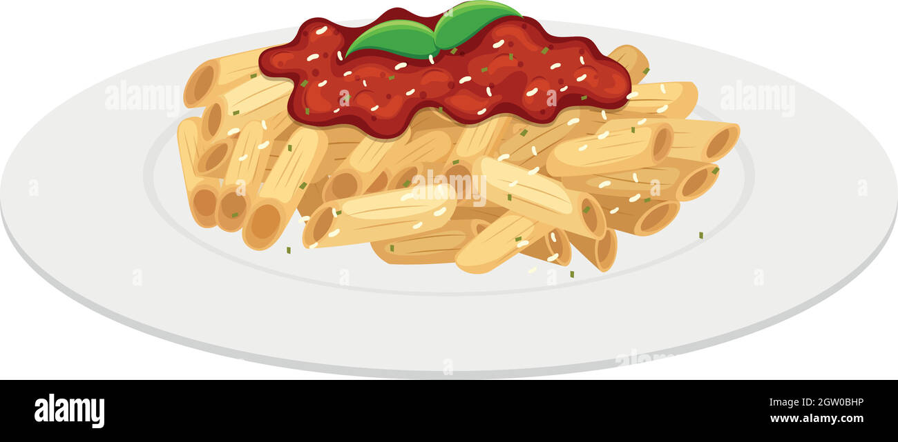 Plate of penne pasta with tomato sauce Stock Vector Image & Art - Alamy