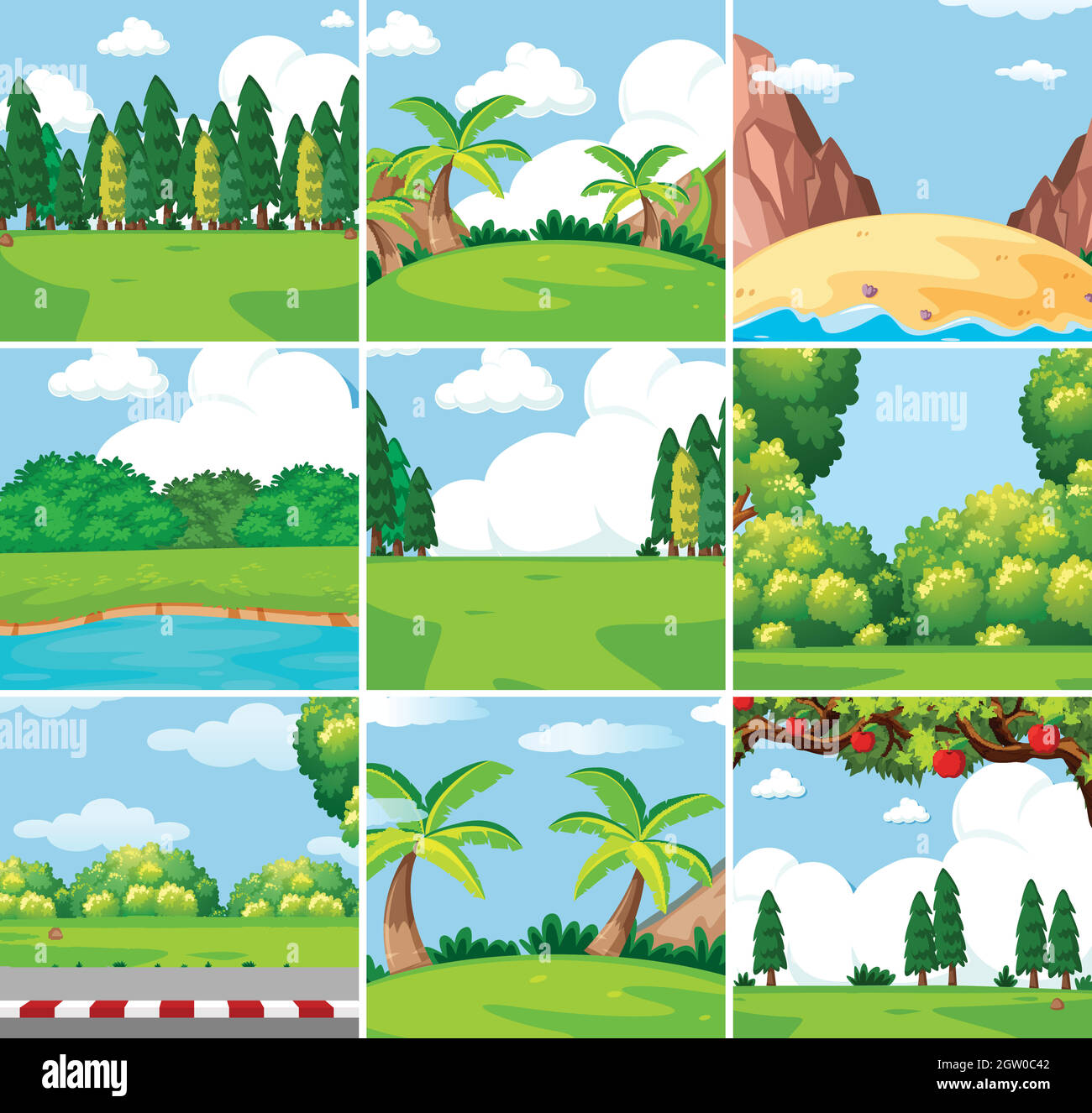 Nine different outdoor nature scenes Stock Vector Image & Art - Alamy