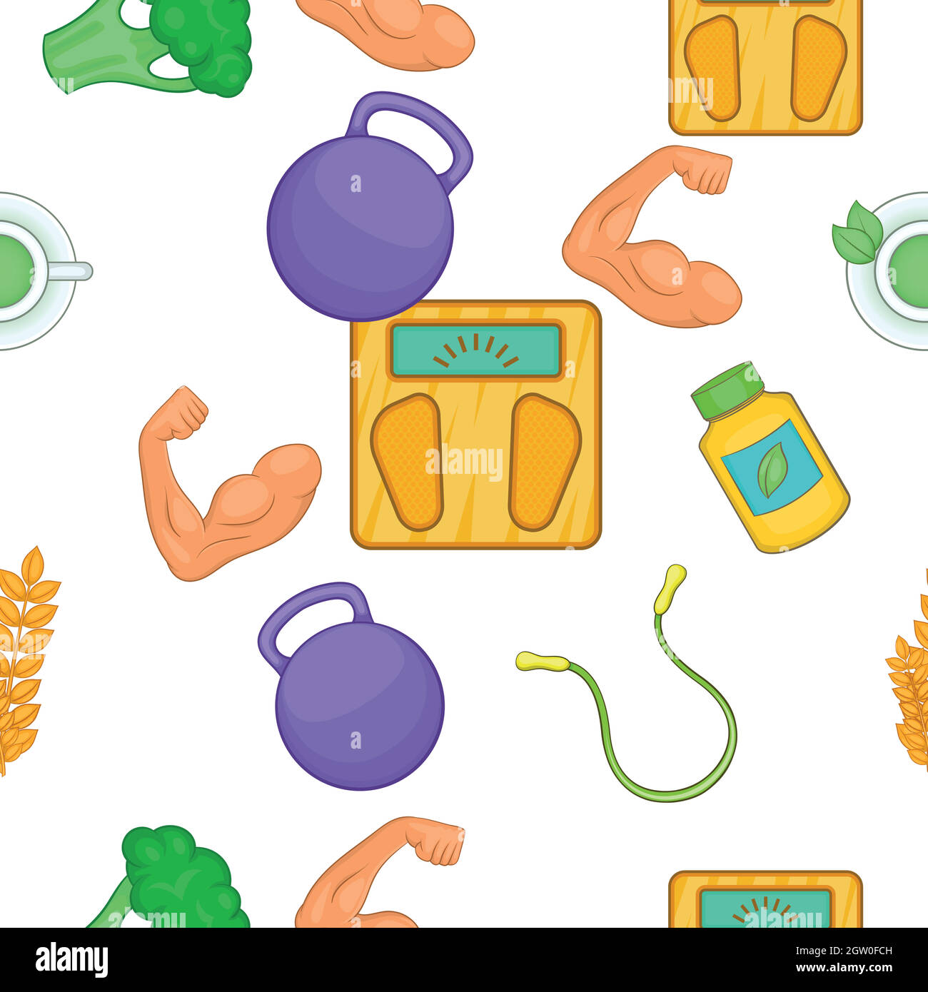 Healthy lifestyle pattern, cartoon style Stock Vector Image & Art - Alamy