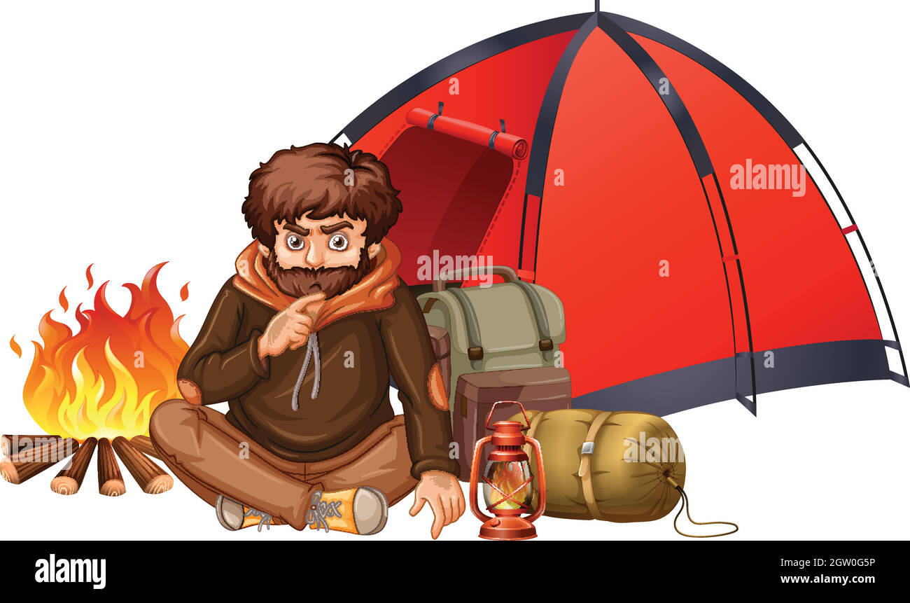 A Man Camping on White Background Stock Vector Image & Art - Alamy
