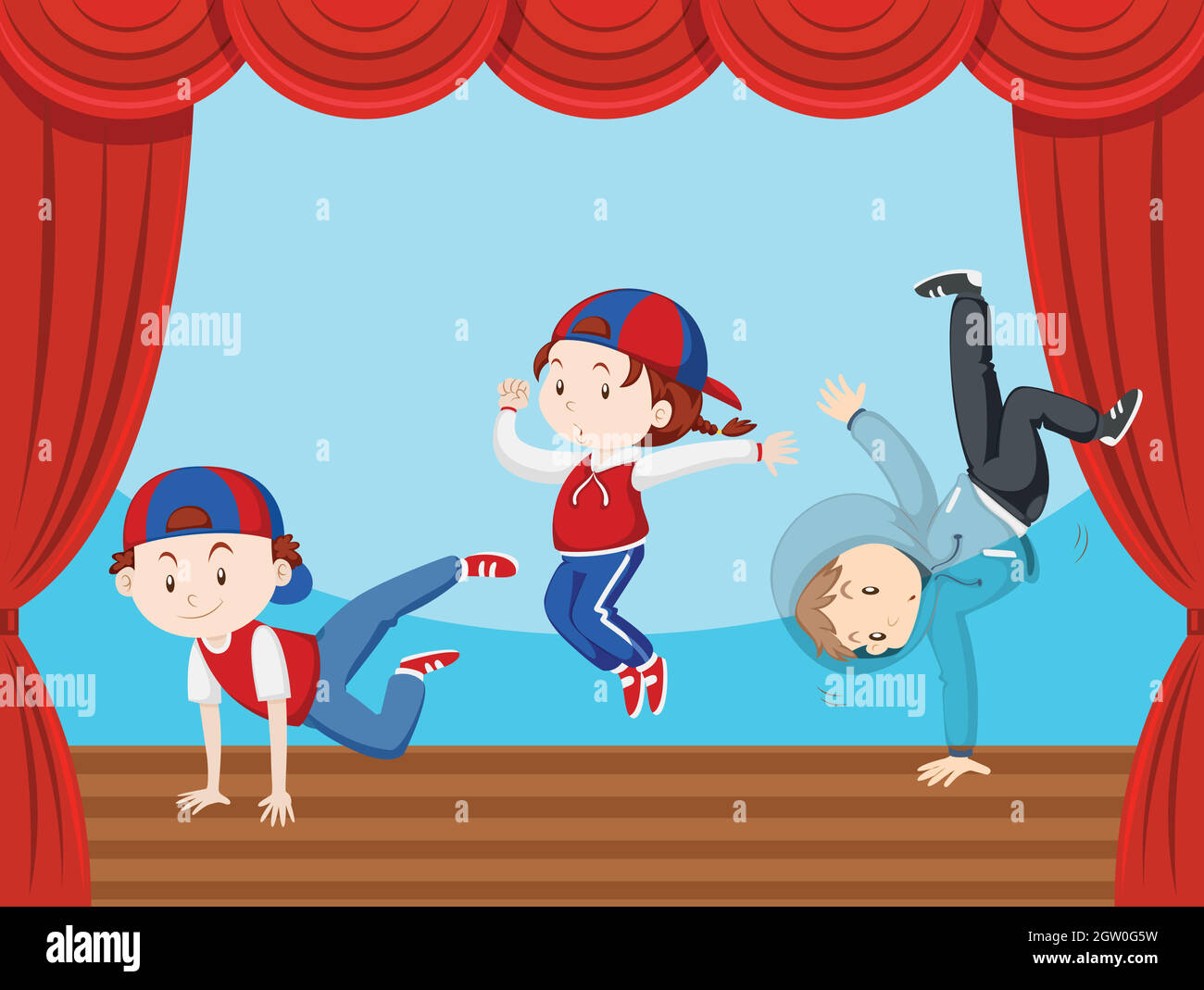 Three kids dancing on stage Stock Vector Image & Art - Alamy