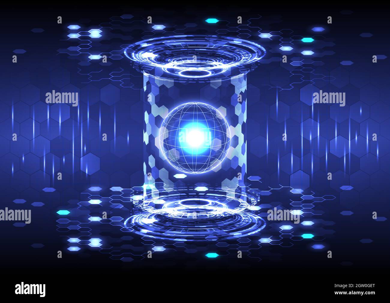 Portal and hologram science futuristic technology. Sci-fi digital hi ...