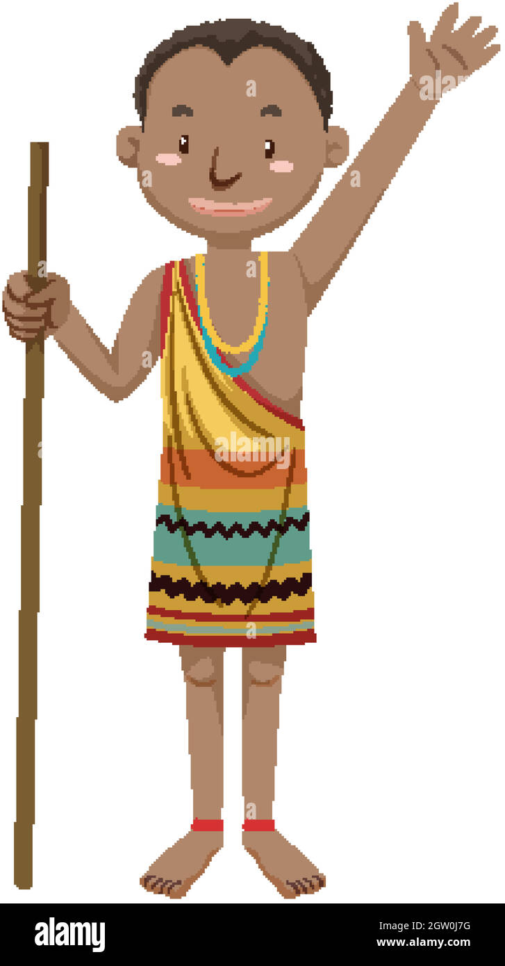 Ethnic people of African tribes in traditional clothing cartoon ...