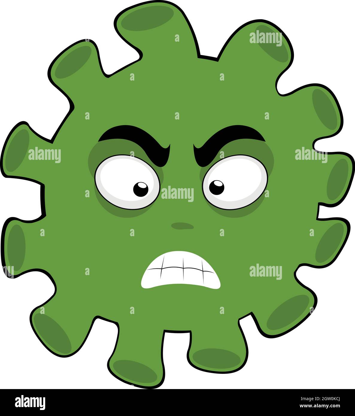 Vector emoticon illustration of a cartoon bacteria, microbe or virus ...