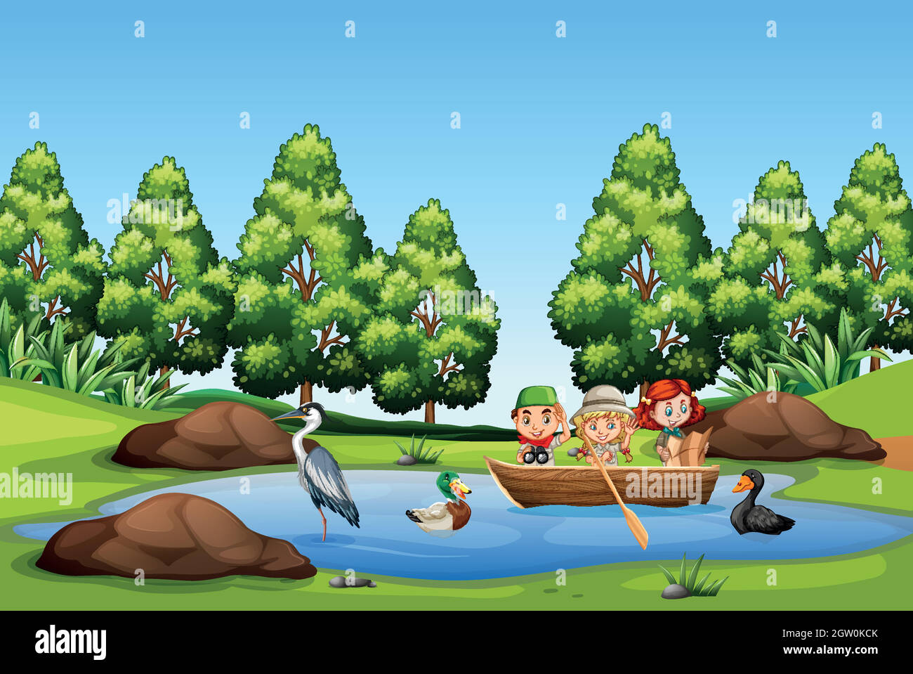 The boat in river Stock Vector Images - Alamy