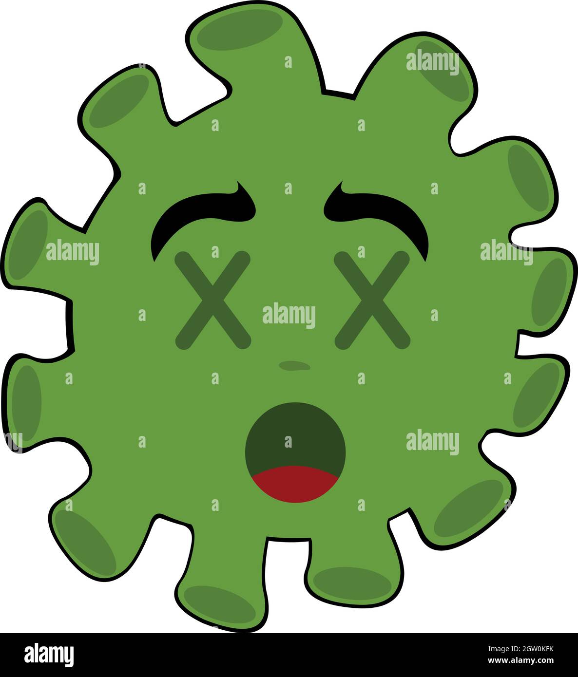 Vector illustration of cartoon bacteria, virus or microbe emoticon ...