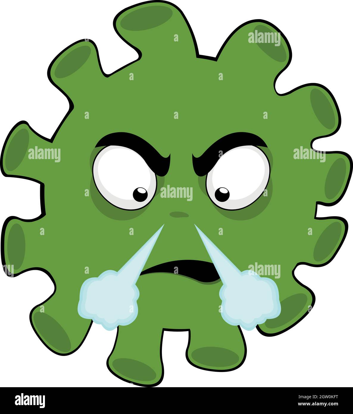 Vector emoticon illustration of a cartoon bacteria, microbe or virus ...