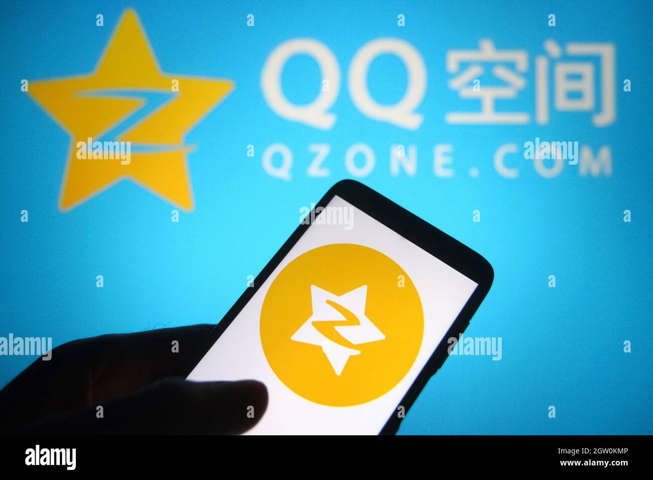 Ukraine. 2nd Oct, 2021. In this photo illustration an Qzone logo of a social networking website ...