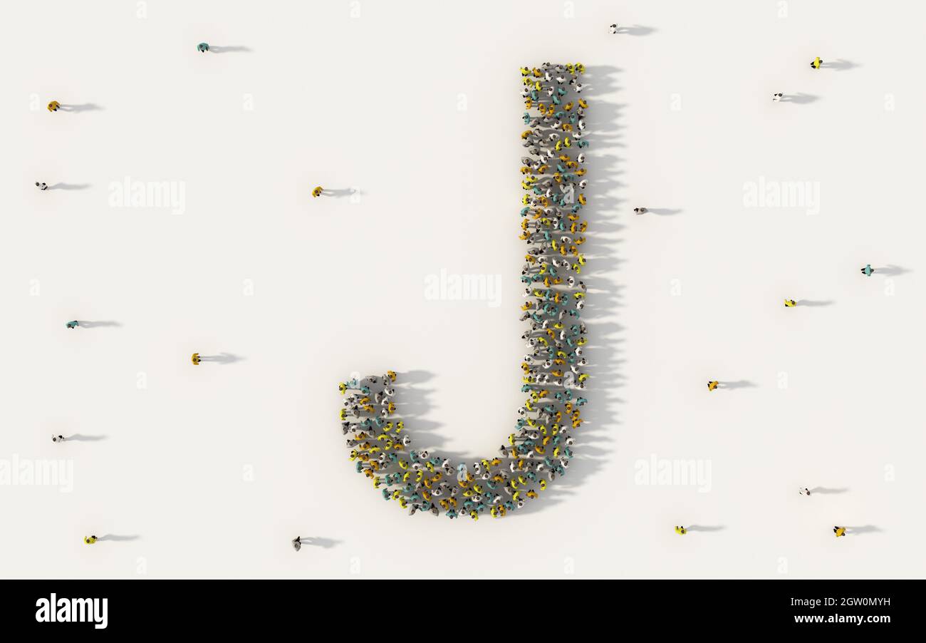 Digital Composite Image Of People Forming Letter J Over White ...