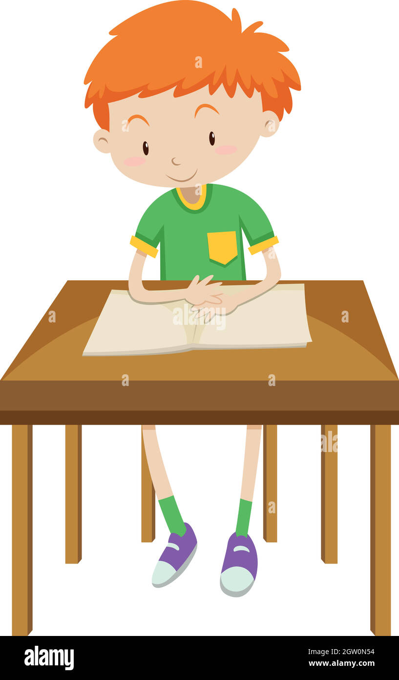 Little boy reading alone Stock Vector Image & Art - Alamy