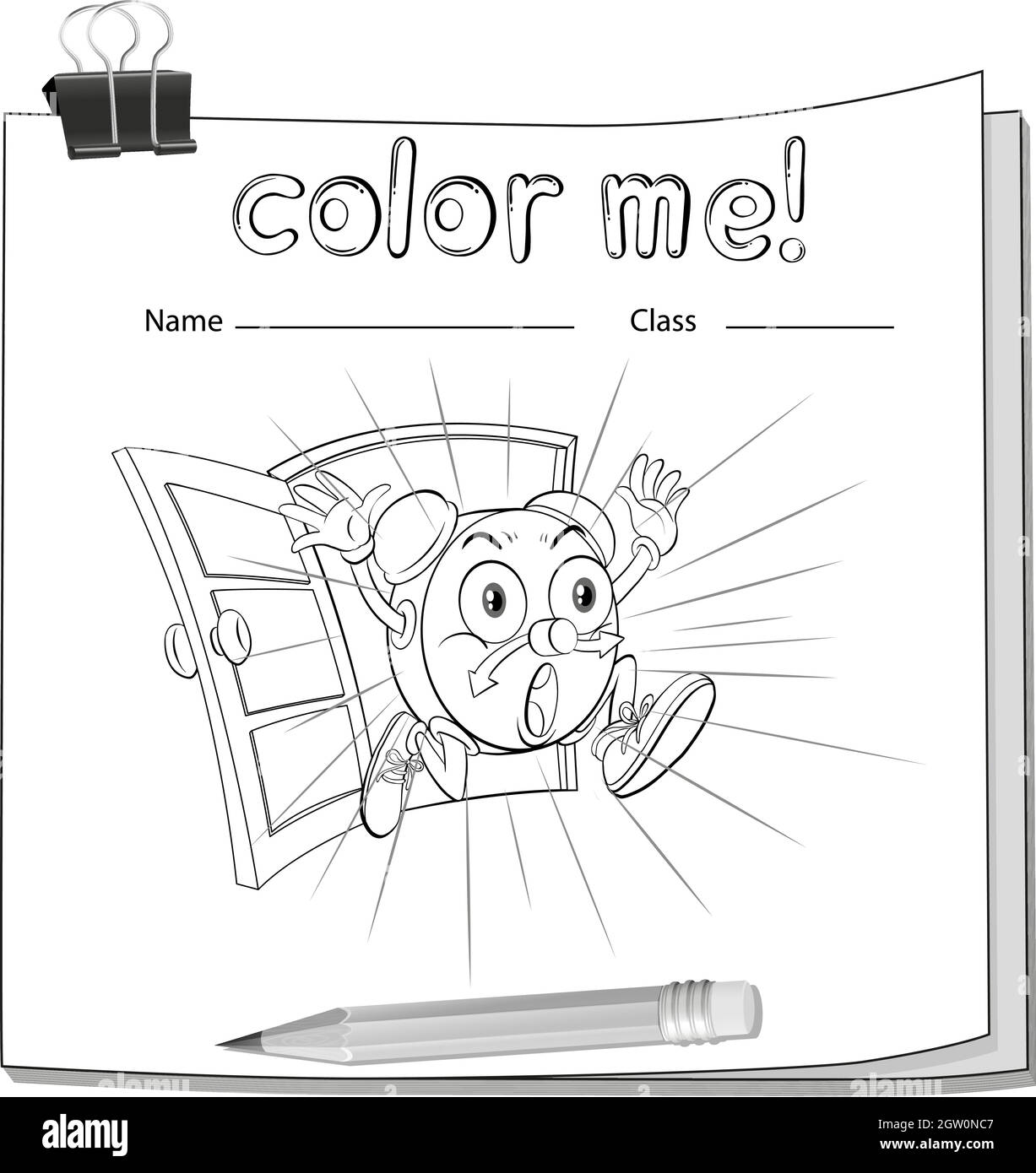 A color me worksheet with a clock Stock Vector Image & Art - Alamy