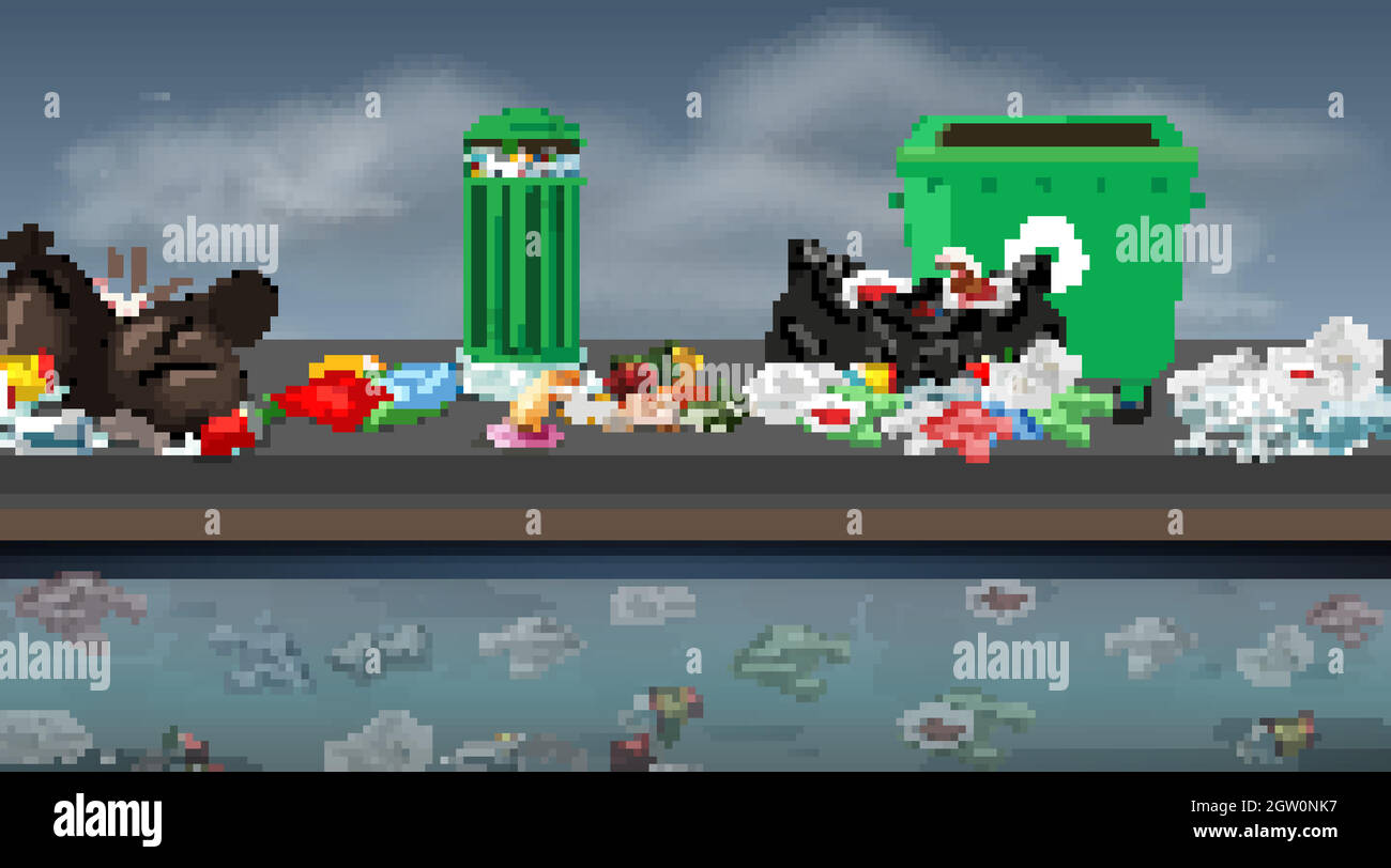 Rubbish in street scene Stock Vector Image & Art - Alamy