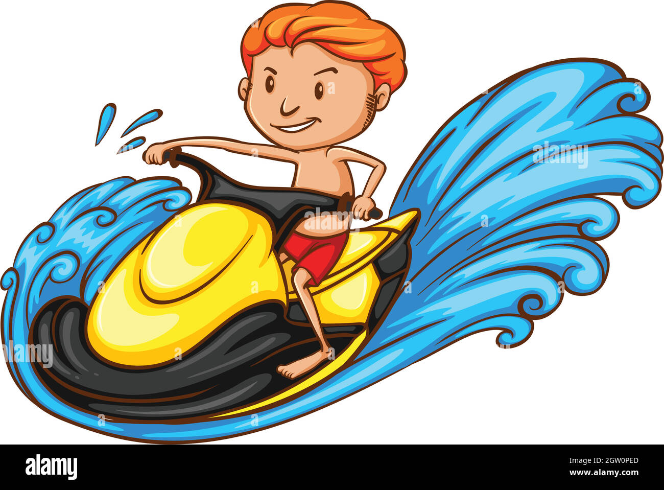 A simple coloured sketch of a man doing watersport Stock Vector Image ...