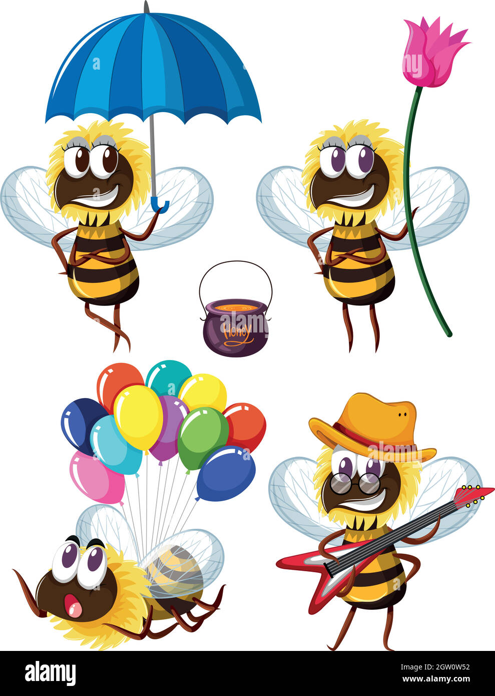 Bee characters in different actions Stock Vector Image & Art - Alamy