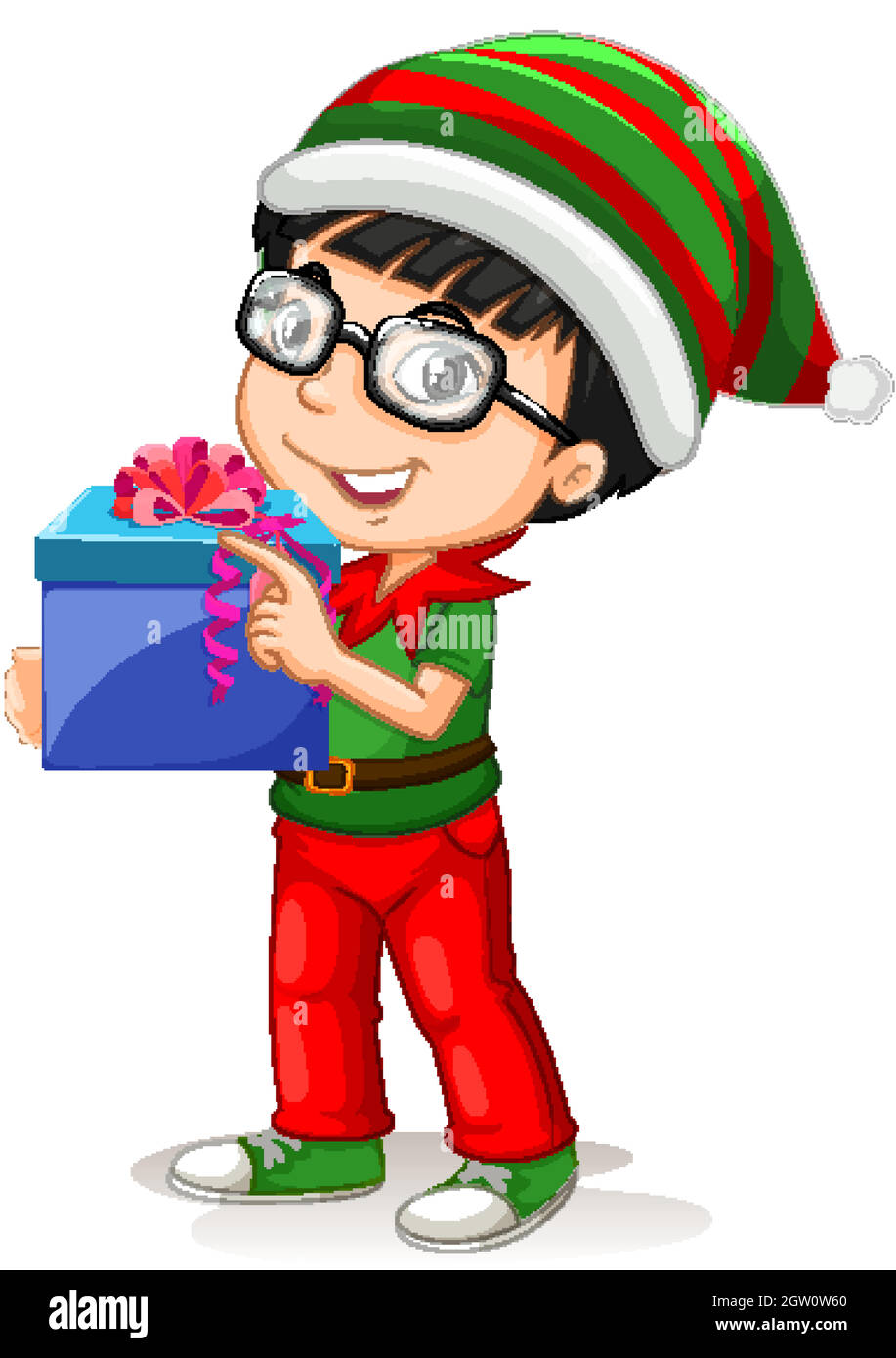 Cute boy wearing Christmas costumes cartoon character Stock Vector ...