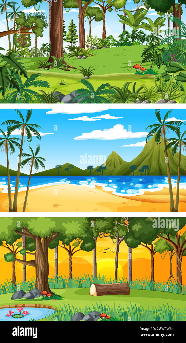 Three different nature horizontal scenes Stock Vector Image & Art - Alamy