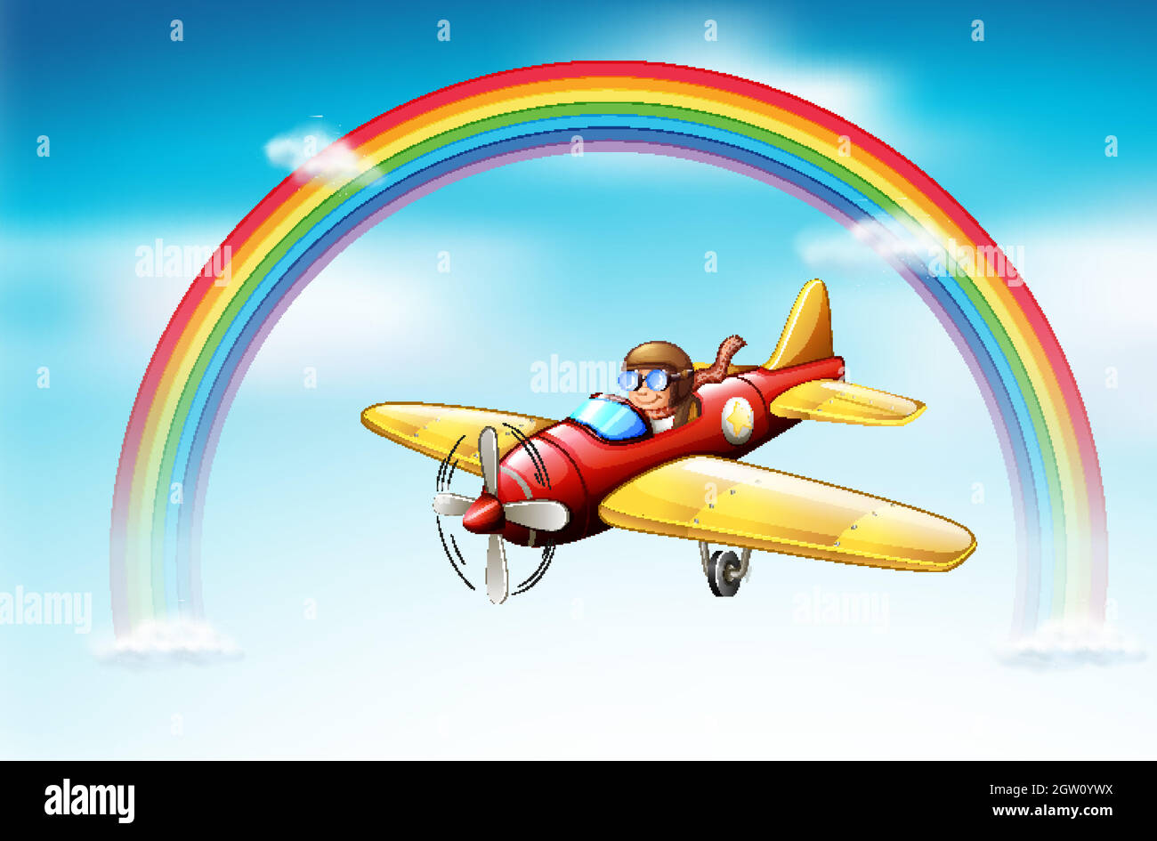 Scene with airplane flying in the sky Stock Vector Image & Art - Alamy
